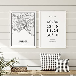 Dear Mapper Naples Italy View Abstract Road Modern Map Art Minimalist Painting Black and White Canvas Line Art Print Poster Art Print Poster Home Decor (Set of 3 Unframed) (16x24inch)