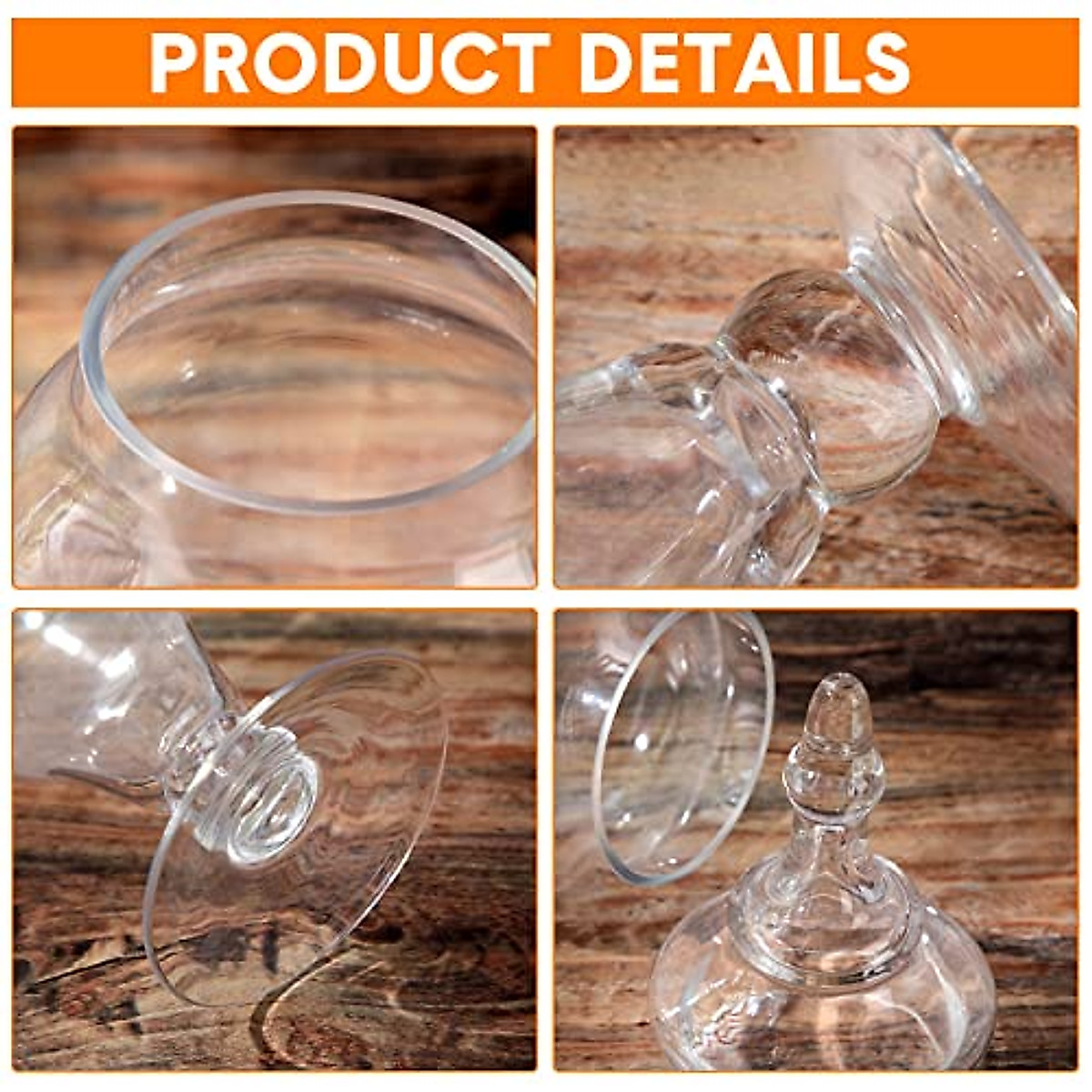 5 Pieces Glass Apothecary Jars with Lids Large Candy Buffet Display Decorative Jars Clear Storage Jars Candy Bar Organizer Canisters for Kitchen Bathroom Wedding Party, 5 Shapes