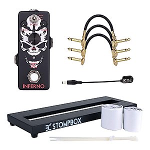 EX Inferno metal pedal & 14 Inch mini pedalboard & patch cable bundle