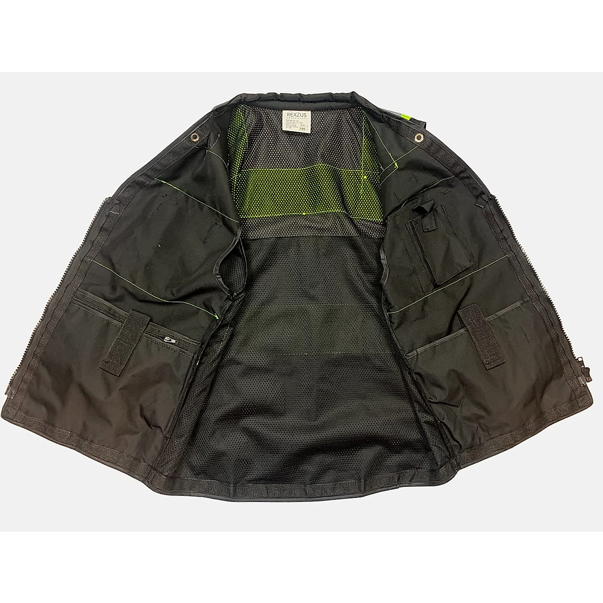 Vero1992 (C) Vest Mens Class 2 Black Series Safety Vest With Zipper and Utility Pockets Premium Black Series Surveyors Vest (Medium, Black)