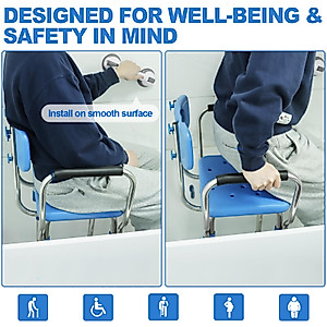 UGarden Upgraded Heavy Duty Stainless Steel Shower Chair Seat,Strong Support 500LB Bariatric Bath Chair w/Arms and Back/Padded,Safety Anti-Slip Shower Stool,Adjustable Shower Seat for Elderly,Disabled