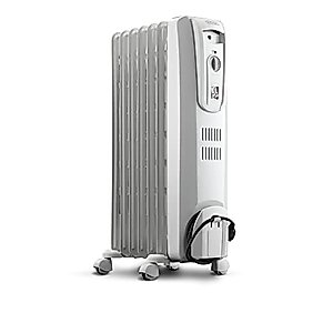 DeLonghi Oil Filled Radiant Heater, 1500W Electric Space Heater - Quiet and Portable with Anti-Freeze Function and Safety Features, TRH0715