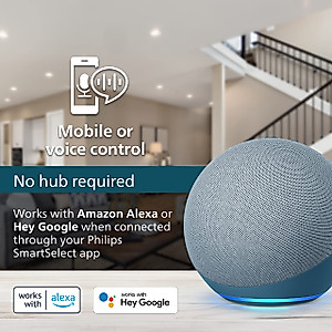 Philips 5-Outlet Extender Smart Surge Protector, Wall Tap, 2 Independent Wi-Fi Outlets, 3-Prong, 490 Joules, Voice Controlled Through Amazon Alexa and Google Assistant, ETL Listed, White, SPP3461WF/37