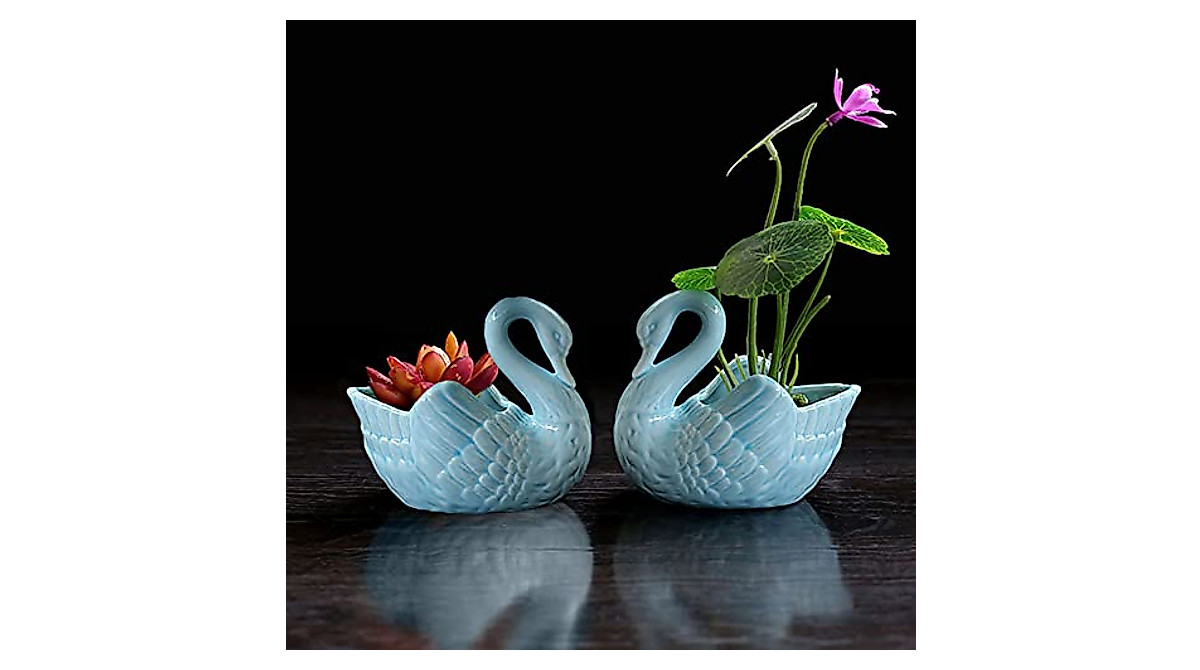 YONGYAN Swan Flower Pot Statue – Unique Garden Decor