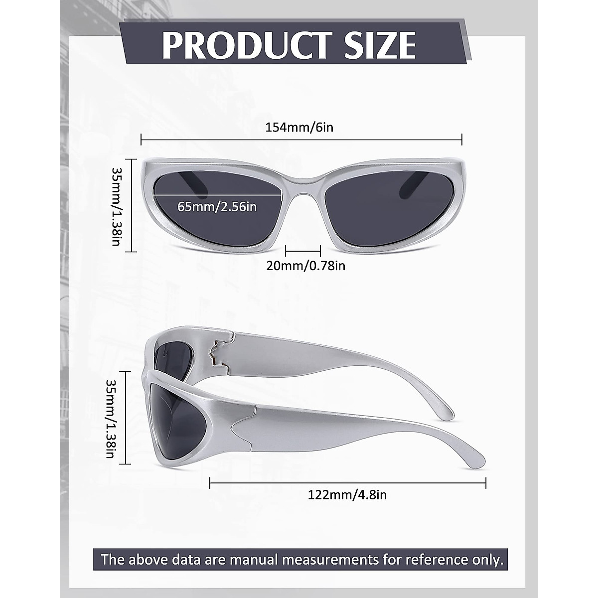 10 Pairs Y2K Wrap Around Sunglasses Multicolor Black Blue Silver Oval Shaped Sport Sunglasses Eyewear for Women Men 10 Colors