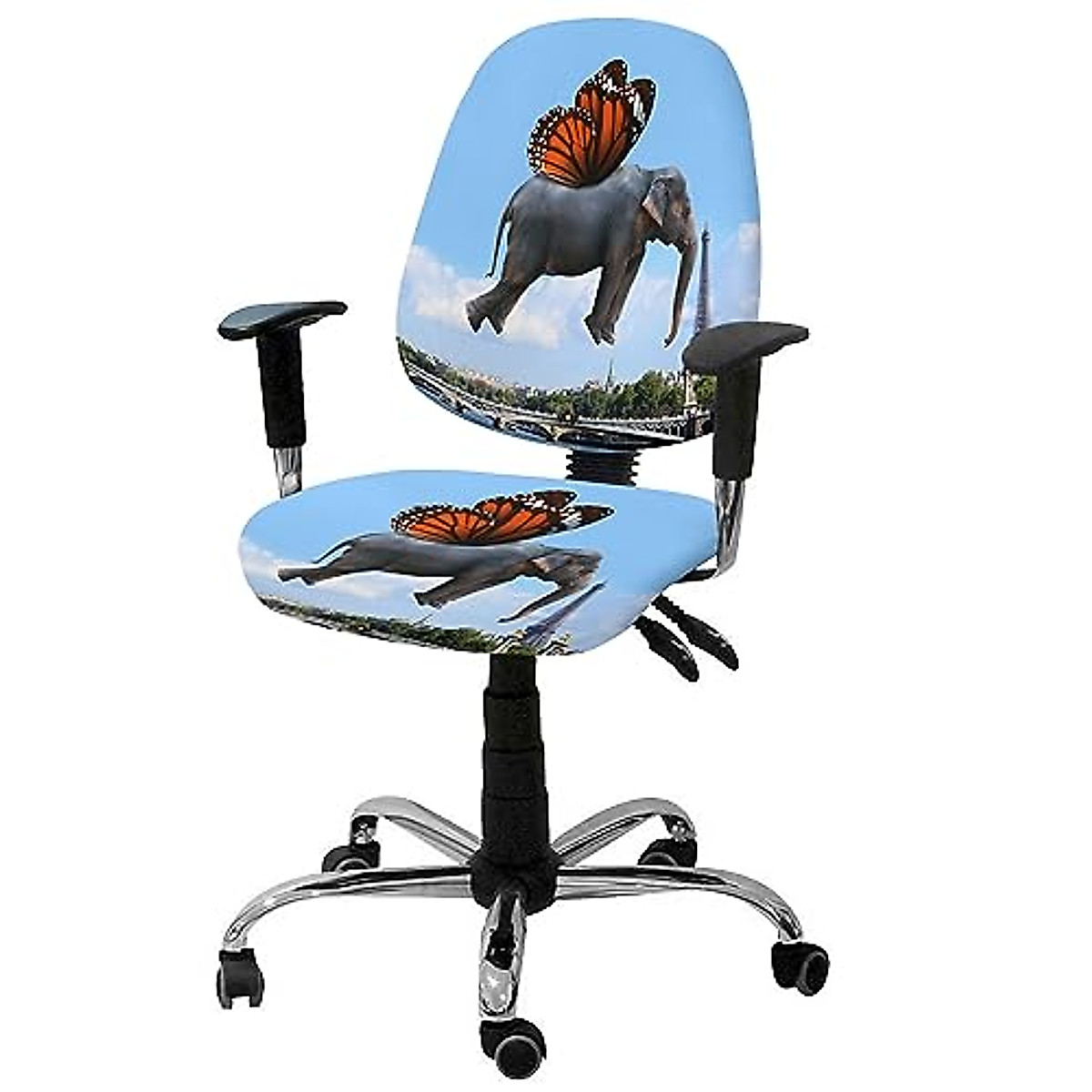 Big buy store Office Chair Cover Butterfly Elephant Desk Chair Cover Stretch Elastic Universal Computer Chair Covers Funny Animal Stretch Rotating Chair Slipcovers Protectors