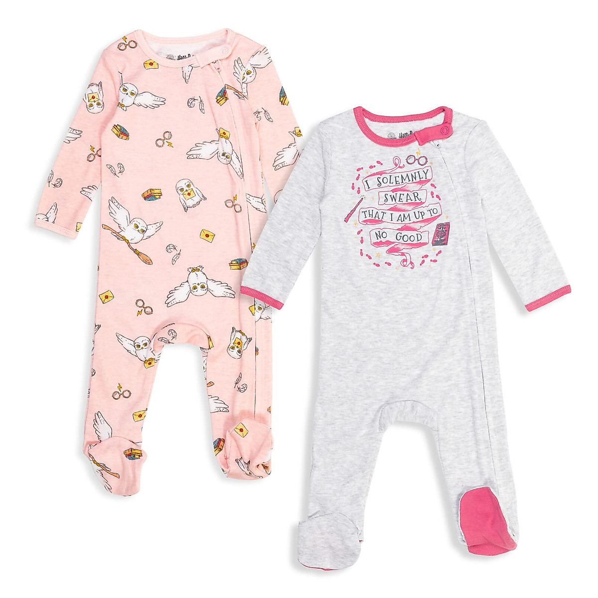 Harry Potter Newborn Baby Girls 2 Pack Sleep N' Play Coveralls Pink/White 3-6 Months