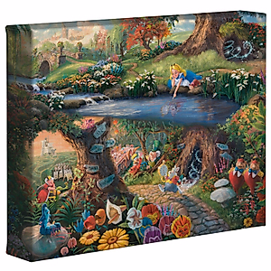 Thomas Kinkade Disney Alice in Wonderland 8" x 10" Gallery Wrapped Canvas Art | Frameless Room Wall Art | Certificate of Authenticity Included