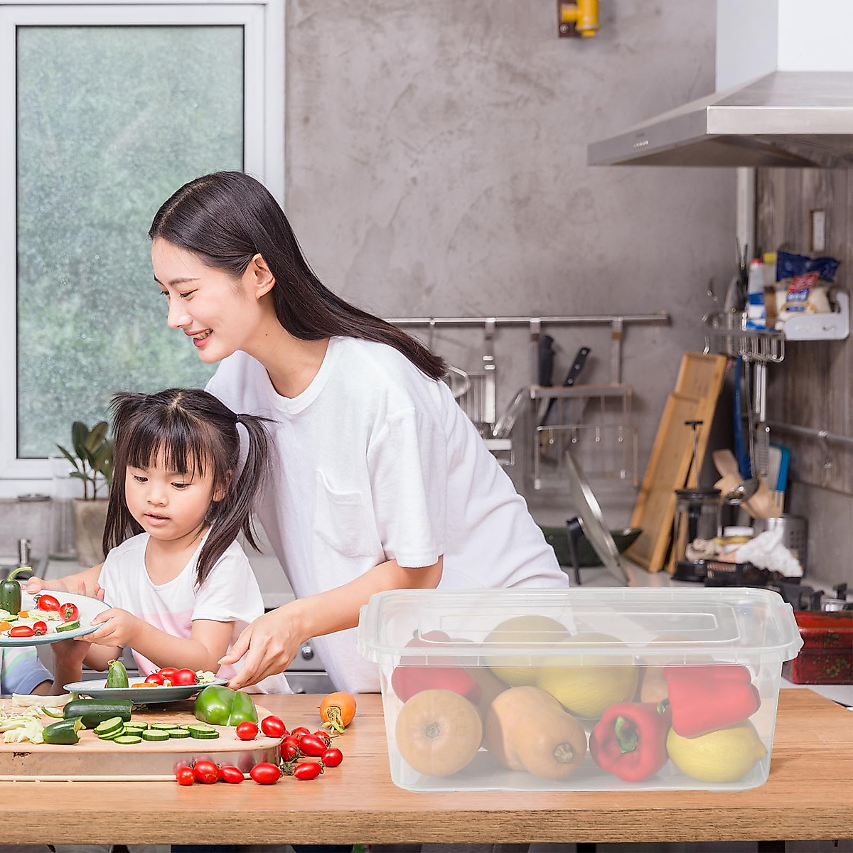 Vababa 2-Pack 16 L Pizza Dough Proofing Box with Lid, Clear Food Pizza Storage Container