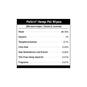 Petkin Hemp Pet Wipes for Dogs and Cats - with Hemp Oil & Soothing Vanilla Scent, 200 Count - Soothes, Calms & Conditions - Wipes for Pet's Face, Eyes and Body - for Home or Travel