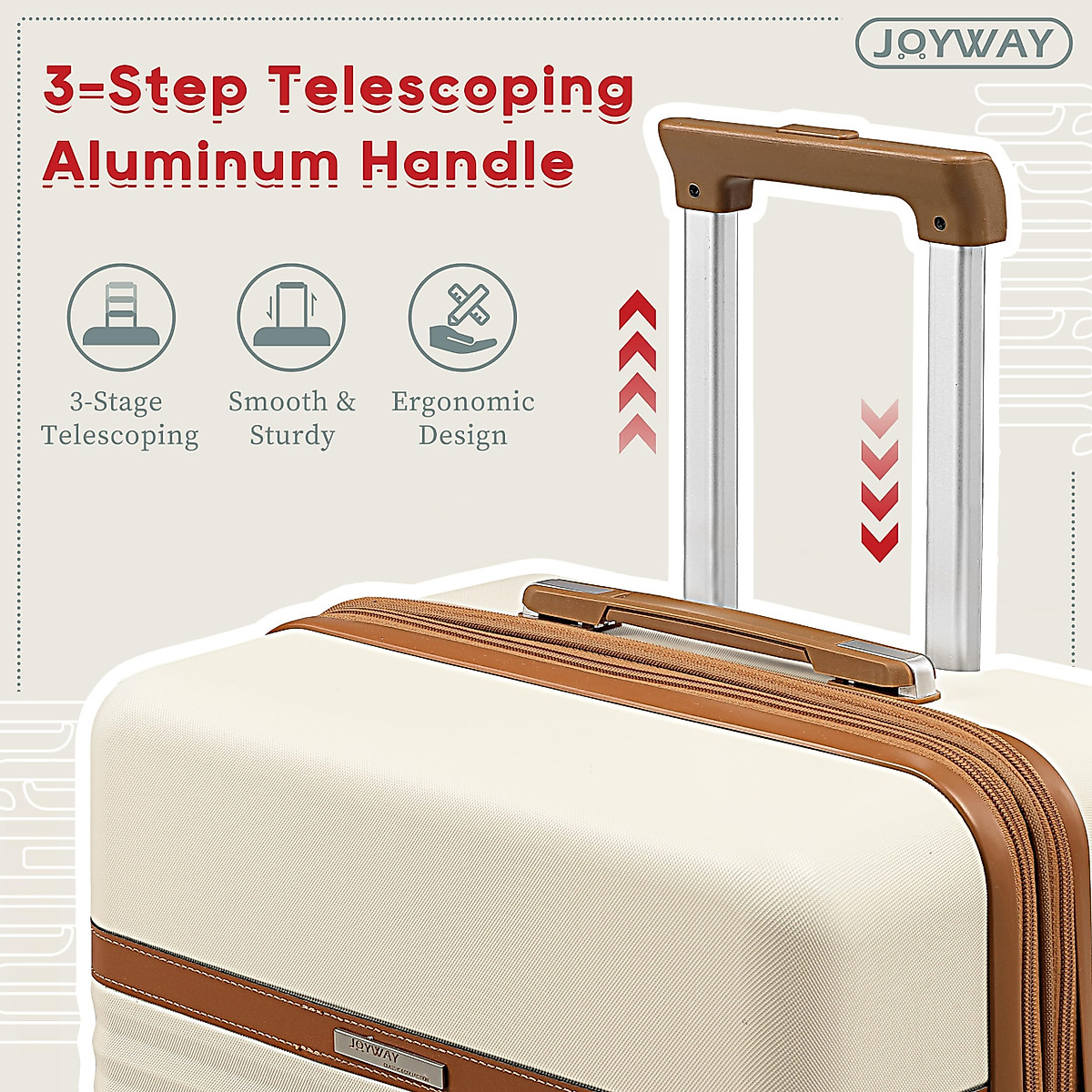 Joyway Luggage 3 Piece Luggage Sets Hardside Expandable Carry On Suitcase Set with Spinner Wheel, Lightweight Rolling Suitcase with TSA Lock