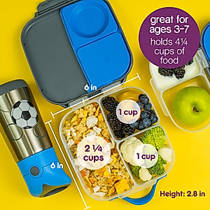 b.box Mini Lunchbox, Compact Bento-Style Lunch Snack Container for Kids, Leak-Proof, Ideal Portion Sizes for Healthy Snacks and Lunchtime at School, Picnic or On-The-Go, 2 Compartments, Emerald Forest
