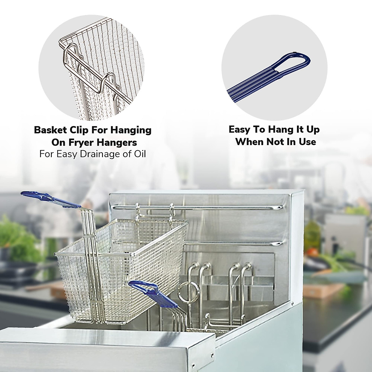 2PCS Deep Fryer Basket With Non-Slip Handle Heavy Duty Nickel Plated Iron Construction 13 1/4" x 6 1/2" x 6" Commercial Use