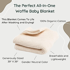 judith + lain Waffle Baby Blanket Boho Knit Swaddle - 39"x39" Neutral Receiving Blankets 100% Cotton | Baby Registry Search Gender Neutral Gifts | Unisex Newborn Essentials