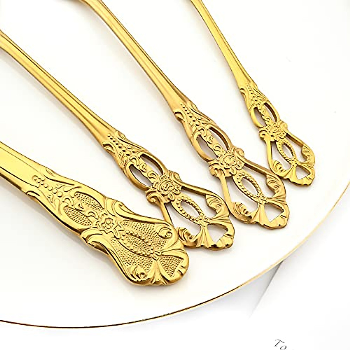 Snplowum Royal 24-piece Gold Mirror Silverware Dinnerware, 18/10 Stainless Steel Luxury Flatware Service For 6 Tableware Ideal For Wedding Home Restaurant, Dishwasher Safe