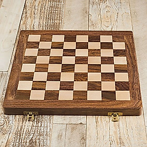 Rusticity® Chess Set Wood | Chess Set Magnetic, Chess Sets with Folding Board | Handmade | 10x10 in