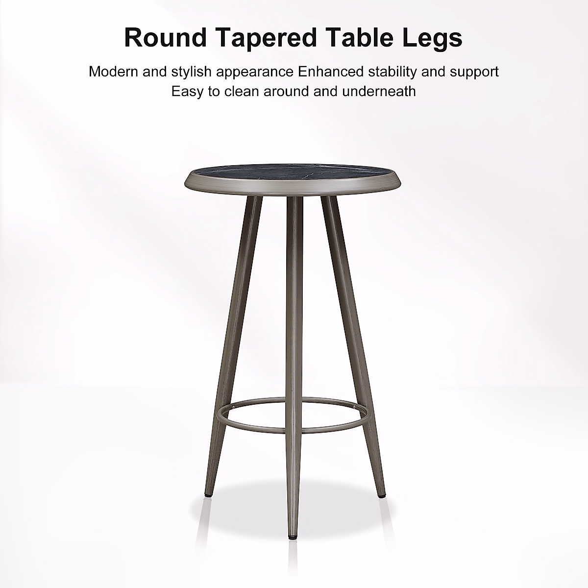 PURPLE LEAF 3 Pieces Outdoor Bar Height Table and Chairs Set Patio Bar Height Set for Balcony Porches Backyard Gray Round Patio High Bar Set