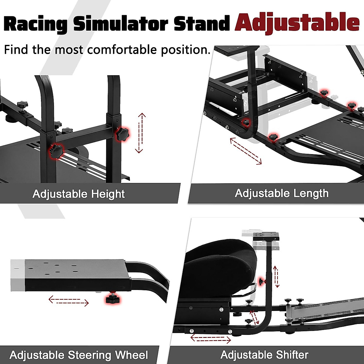 Supllueer Racing Simulator Cockpit with Black Racing Seat Fit for Logitech G29 G923 G920,ThrustmasterT248 T300RS TX F458 T-GT T128, Adjustable Racing Wheel Stand No Wheel Pedal Shifter