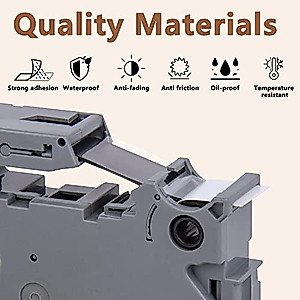 Hehua 18mm 0.7 Extra Strength Adhesive Laminated White Tape Compatible for Brother TZe-S241 TZeS241 TZ-S241 TZS241 for Ptouch PT D400 D600, 3/4'' x 26.2ft Black on White, 4 Pack