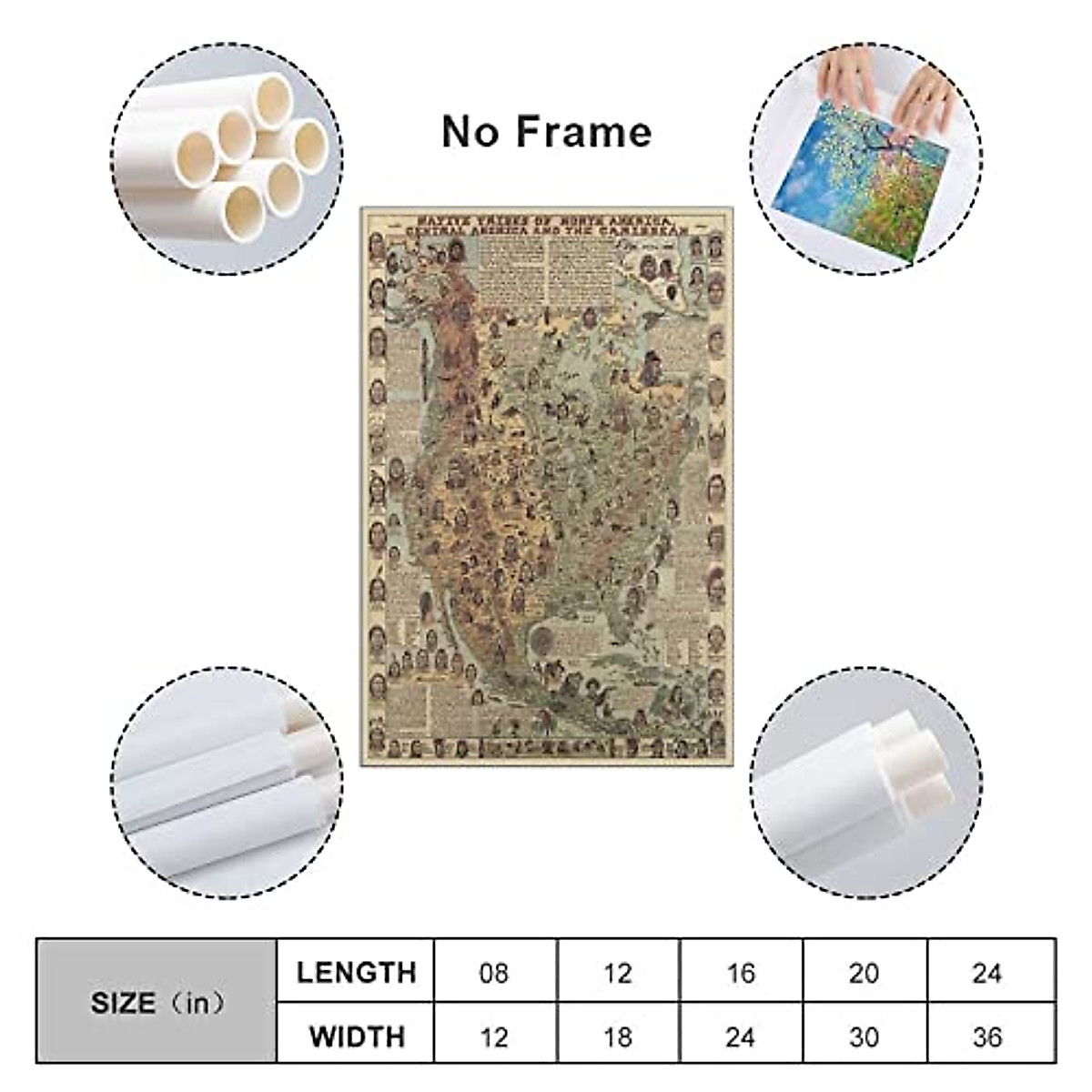 Mapping Native North American Tribes - Lively Map - Vintage Poster - Interior Decoration - Print on Wall Art Paintings Canvas Wall Decor Home Decor Living Room Decor Aesthetic 12x18inch(30x45cm) Unf