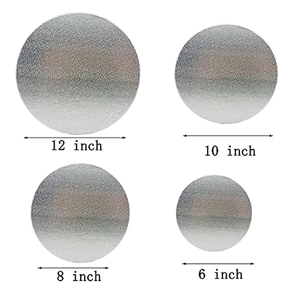 12 Pack Cake Boards, 6, 8, 10, 12 Inch Round Cake Circles, Cake Base Cardboards 3 of Each Size for Cake Decorating, Silver