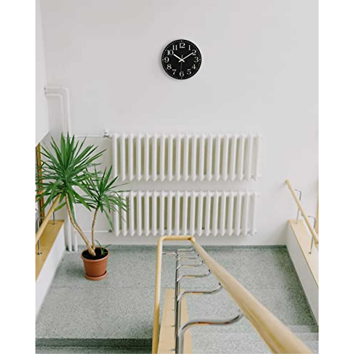 JoFomp Wooden Glow in The Dark Clock, 12 inch Silent Non-Ticking Battery Operated Clock, Energy-Absorbing Luminous Numerals and Hands, Lighted Wall Clock Decoration for Bedroom Living Room