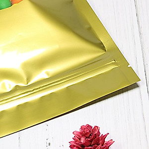 Double-Sided Matte/Glossy Color with Clear Round Window Stand-Up Pouch (6.3" x 8.7", Glossy Gold | 100 Bags)