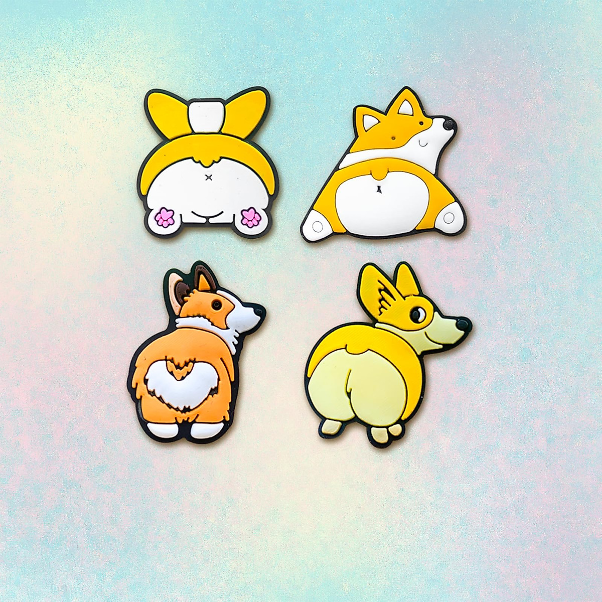 Tashrasia 25Pcs Yellow Dog Shoe Charms for Clogs Sandals Bracelet Wristband Slippers Water Shoes, Cute Puppy Shoe Decoration Charms