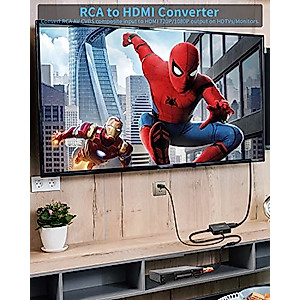 Uzifhdhi RCA to HDMI Converter, AV to HDMI Converter Supports PAL/NTSC for PS2/VHS/VCR/Blue-Ray DVD ect.