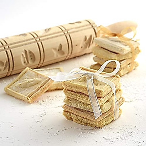 Norpro Springerle Wooden Rolling Pin, 10", Light Brown