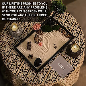 Mindful Gem Zen Garden for Desk, Positive Affirmations Cards, Bonsai Tree, Buddha Statue and Zen Garden Accessories - Home and Office Meditation Decor - Zen Gifts