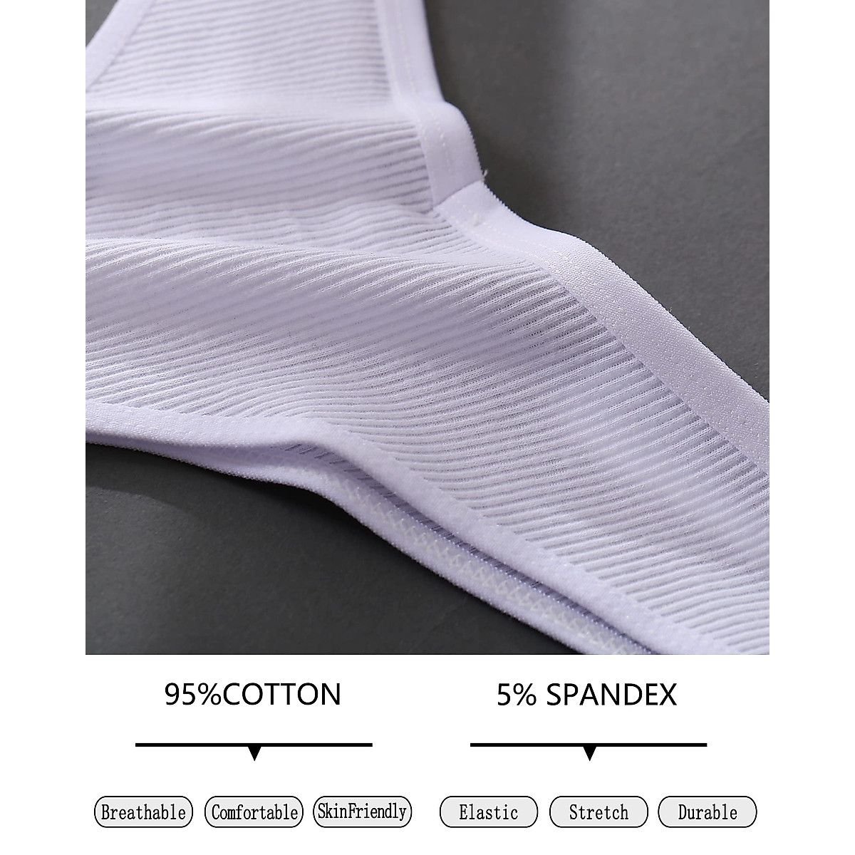 FINETOO 7 Pack Womens Thongs Underwear Cotton Breathable Low Rise Hipster Panties Sexy S-XL