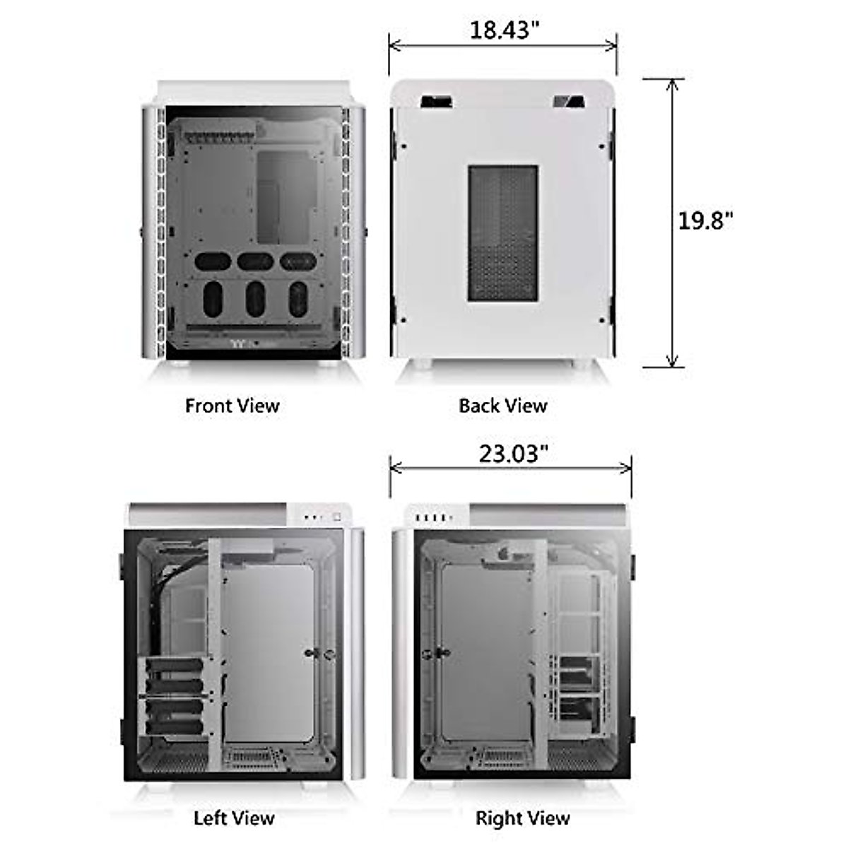 Thermaltake Level 20 HT Snow Edition 4 Tempered Glass Type-C Fully Modular E-ATX Full Tower Computer Chassis with 2 140mm Top Fan Pre-Installed CA-1P6-00F6WN-00