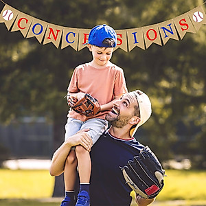 Doumeny Concessions Burlap Banner Baseball Bunting Garland Rustic Baseball Sports Garland Banner Sports Theme Party Banner Concessions Party Sign Banner for Birthday Baby Shower Sport Club Party Decor