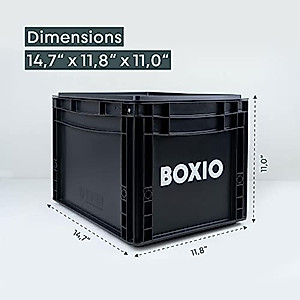 BOXIO Solo: Storage box with lid – 14,7" x 11,8" x 11,0" – perfect plastic transport box for camping, boat or garden – stackable with other stacking boxes – Made in Germany