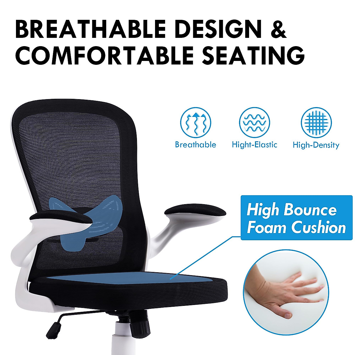 THEETAYY Drafting Chair,Tall Office Chair for Standing Desk, Ergonomic Desk Chairs with Lumbar Support, Adjustable Height Computer Chair with Swivel Task and Flip-up Armrests.