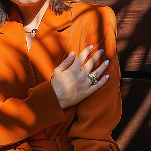 WISTIC Two-Tone Cross Chunky Bands Statement Rings for Women and Men Infinity Interlocked Rolling Criss Cross Rings Cocktail Enhancer Finger Adult Jewelry (two tone, 8)