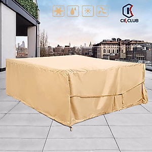 Patio Furniture Sectional Set Covers Large Water Resistant Outdoor Furniture Set Covers Loveseat Covers Beige 112" L x 98" W x 28" H