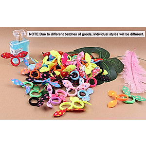 YASUNMI 50pcs Children Hair Ties+200pcs Rubber Bands, Cute Toddler Rabbit Ear Hair Ties, Seamless No Crease Elastic Cotton Bows Ponytail Holders Hair Accessories for Baby Toddler, Kids, Teens