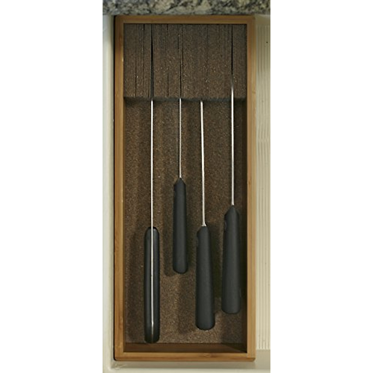 Knifedock - In-drawer Kitchen Knife Storage - The Cork Composite Material Never Dulls Your Blades. Great Gift for Any Chef! Enables you to Easily Store and Identify Your Knives At a Glance.