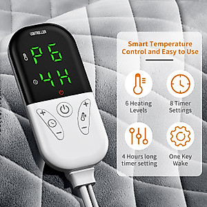 Focbeo Heating Pad for Back Pain Relief, 17''x33'' Extra Large Electric Heating Pad for Cramps, Neck, Shoulder 6 Heat Settings with Auto Shut Off, Machine Washable, Grey