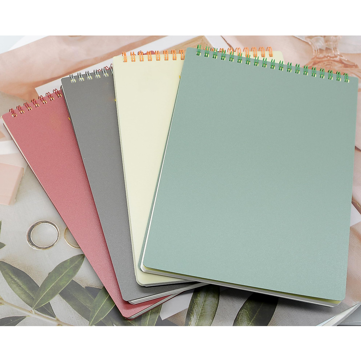 Yansanido Top Bound Spiral Notebook, 4 Pcs 4 Color 9.8 Inch x 6.9 Inch B5 Size Thick Plastic Hardcover 7mm College Ruled Paper 80 Sheets (160 Pages) Journal for School and Office Supplies (4 Pcs B5)
