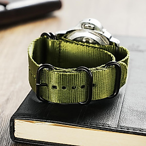 Ritche Christmas Gift 22mm Army Green Military Ballistic Nylon Strap With Black Heavy Buckle Compatible with Timex weekender watch band, White Elephant Gifts, Stocking Stuffers for Men