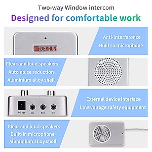 DESHUN Window intercom System Dual Way, Window Speakers, A walkie-Talkie That can be Attached to Glass,Built-in Microphone, intercom System for The Business/Bank/Office/Hospital/Station/Catering