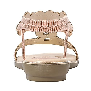 ZriEy Women's Open Toe Flat Sandals Beach Sandals Beaded Flower Rhinestone Flat Sandals Low Heels Dress Wedding Party Driving Shopping Travel Shoes Rose Gold Size 10