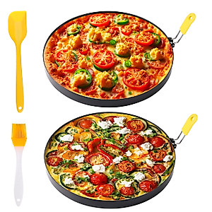 Extra Large 10 Inch Omelette Ring for Griddle,Stainless Steel 10" Griddle Omelet Rings,Non-Stick Pancake Egg Ring Round Creps Ring Pancake Ring Crumpet Ring with Silicone Handle Accessorries (2 Packs)