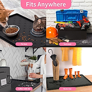 Sdpeia Under Sink Mat for [34" x 22" ] Cabinet, Silicone Under Sink Liner, Kitchen Cabinet Liner Holds Over 2.2 Gallons, Cabinet Protector, Under Sink Tray for Drips, Leaks, Spills (Black)