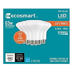 EcoSmart BR30 65W Equivalent Dimmable LED Light Bulbs Soft White (6 Pack)