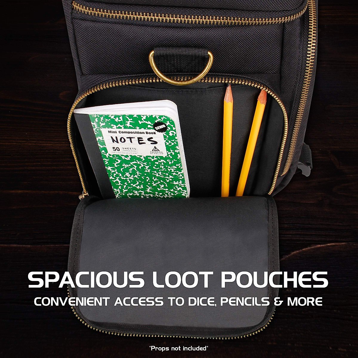 ENHANCE RPG Dungeons and Dragons Table Games Travel Bag with Miniatures, Padded Carry Bag with Multiple Compartments with Book Compartment (4-8) and Dice and Token Pocket