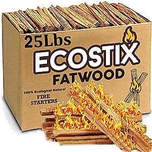 EasyGoProducts Eco-Stix Fatwood Fire Starter Kindling Firewood Sticks – 100% Organic – Firestarter for Wood Stoves, Fireplaces, Campfires, Bonfires, 25 Lbs